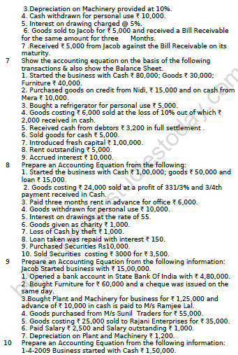 CBSE Class 11 Accountancy Accounting Equation Worksheet Set A CBSE Class 11 Accountancy Accounting Equation Worksheet Set A